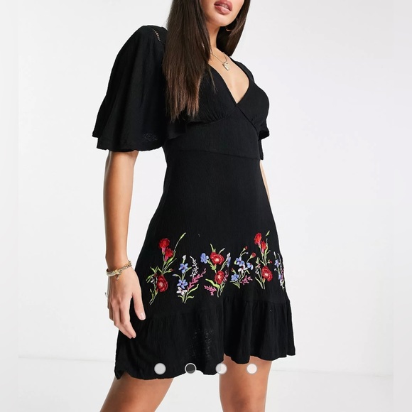 ASOS | Dresses | Asos Design Tall V Neck Mini Dress With Pep Hem With ...